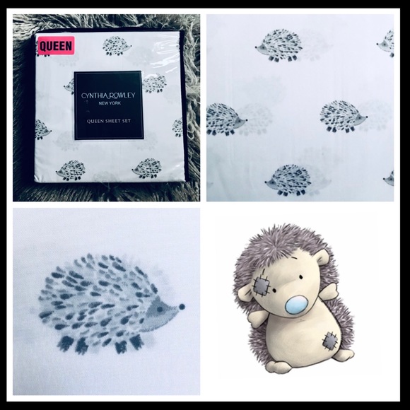 Cynthia Rowley | Bedding | Cynthia Rowley Gray Hedgehog Queen Sheet Set ...